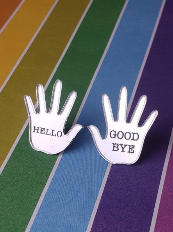Hello Goodbye Hands Pin – PopPastel